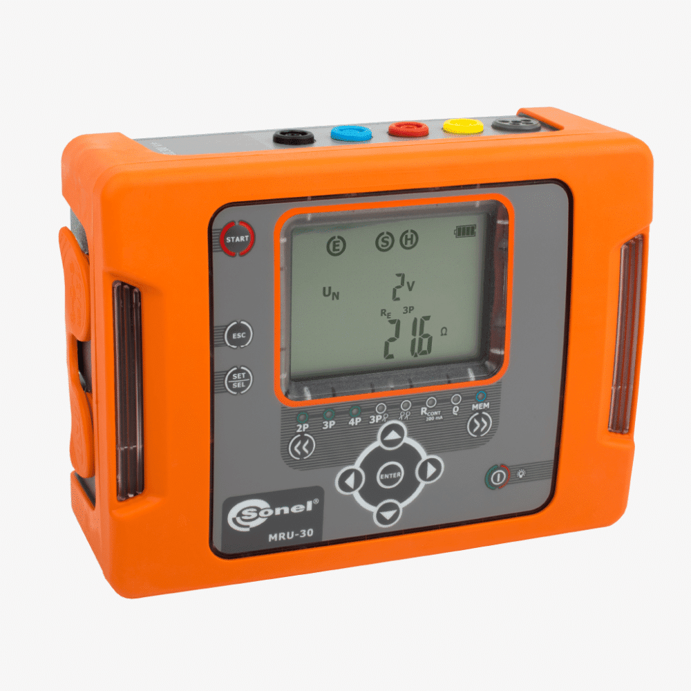 Medidor de resistencia de puesta a tierra y resistividad de suelo (Telurimetro) MRU-30 - Espa Elec